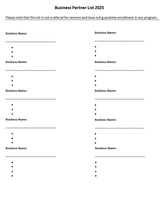 Partner List Template | Free List Templates